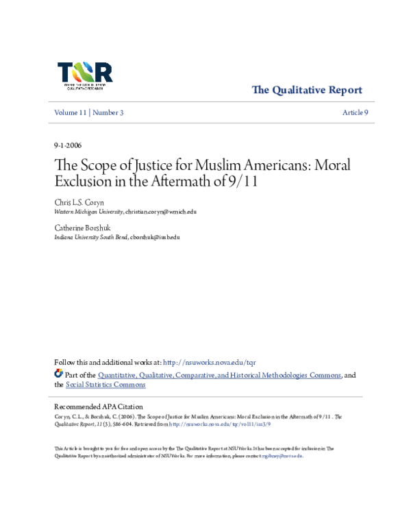 (PDF) Moral Exclusion in the Aftermath of 9/11