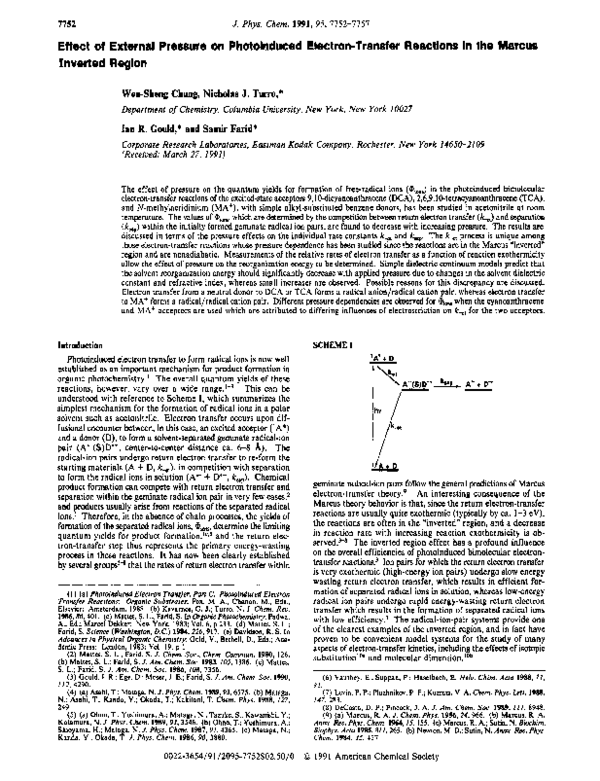 (PDF) Effect of external pressure on photoinduced electron-transfer ...