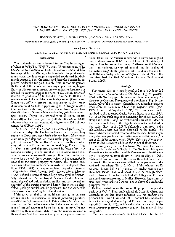 (PDF) The manto-type gold deposits of Andacollo (Chile) revisited; a ...
