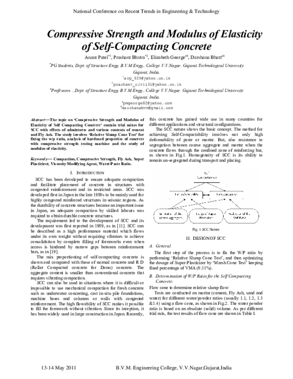 (PDF) Compressive strength and modulus of elasticity of freshly ...