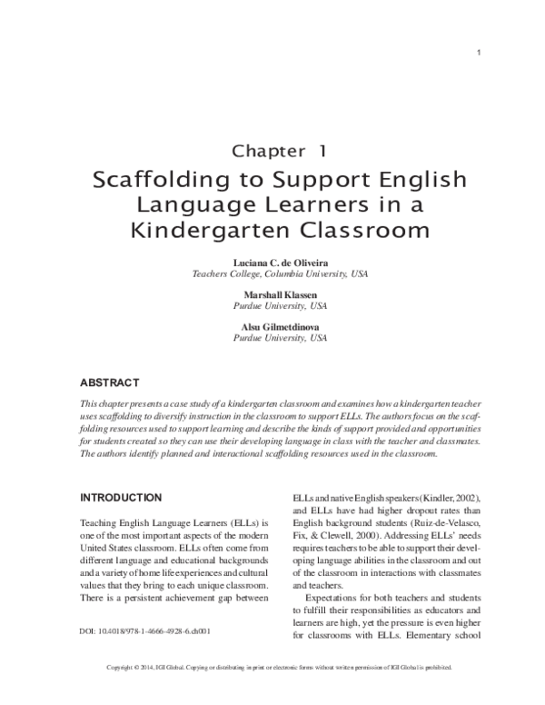 (PDF) Scaffolding to Support English Language Learners in a ...