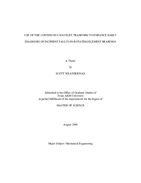 (PDF) Use of the continuous wavelet tranform to enhance early diagnosis of incipient faults in ...