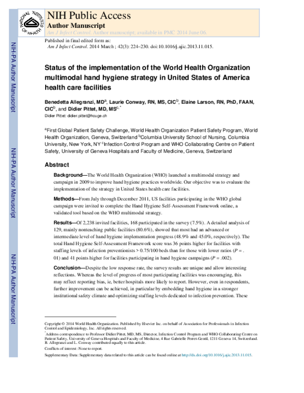 (PDF) Status of the implementation of the World Health Organization ...