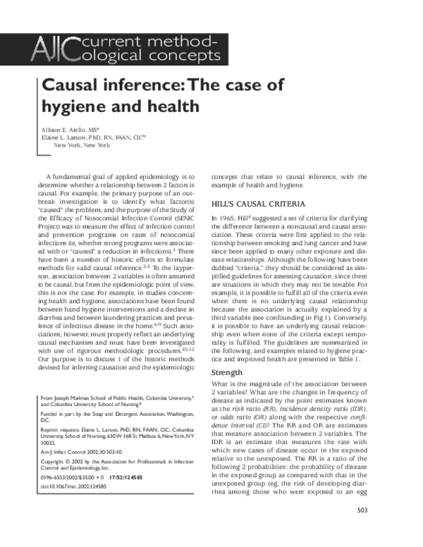 (PDF) Causal inference: The case of hygiene and health