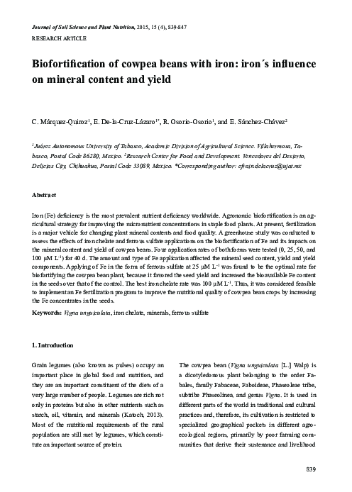 (PDF) Biofortification of cowpea beans with iron: iron´s influence on ...