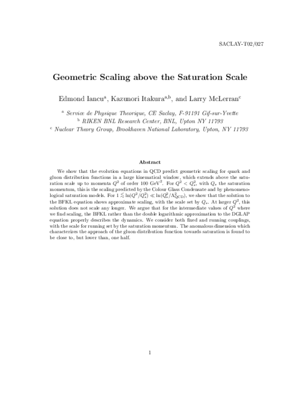 Pdf Geometric Scaling Above The Saturation Scale