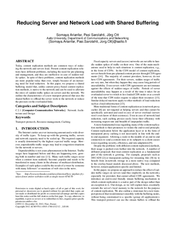 (PDF) Reducing server and network load with shared buffering