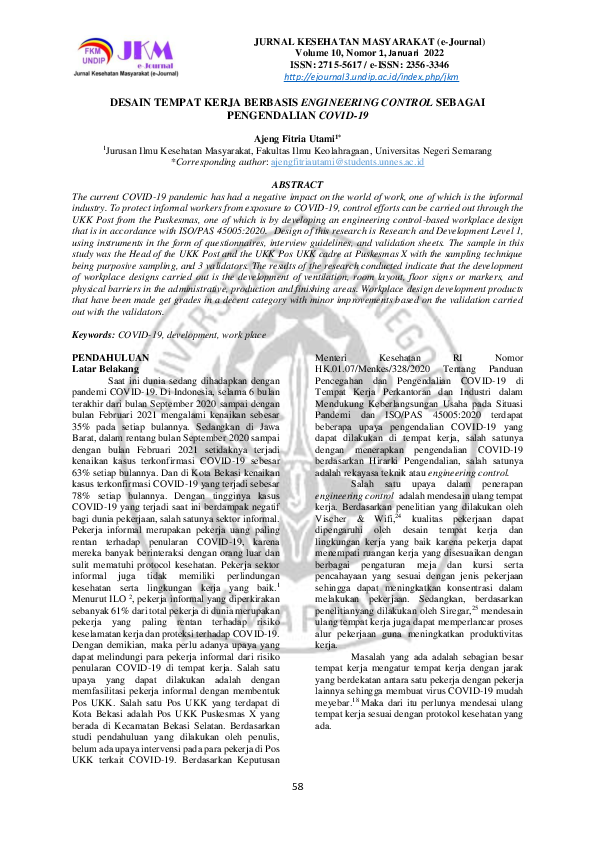 (PDF) Desain Tempat Kerja Berbasis Engineering Control Sebagai ...