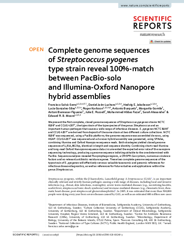 (PDF) Complete genome sequences of Streptococcus pyogenes type strain ...