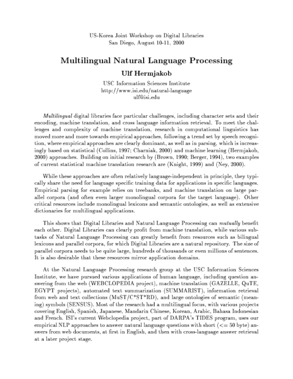 (PDF) Multilingual Natural Language Processing