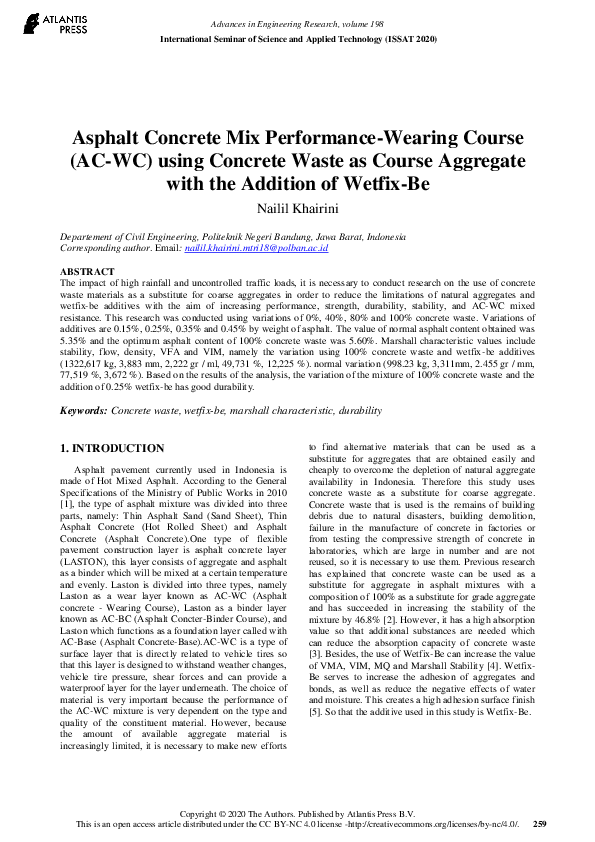 (PDF) Asphalt Concrete Mix Performance-Wearing Course (AC-WC) using ...
