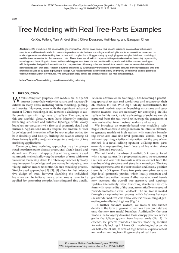 (PDF) Tree Modeling with Real Tree-Parts Examples