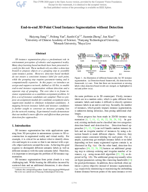 (PDF) End-to-End 3D Point Cloud Instance Segmentation Without Detection