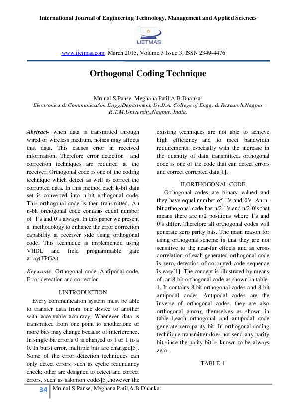(PDF) Orthogonal Coding Technique