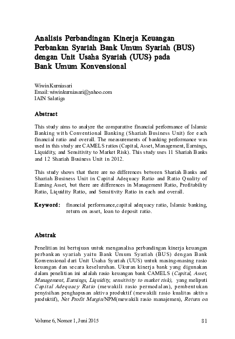 (PDF) Analisis Perbandingan Kinerja Keuangan Perbankan Syariah Dengan Perbankan Konvensional ...