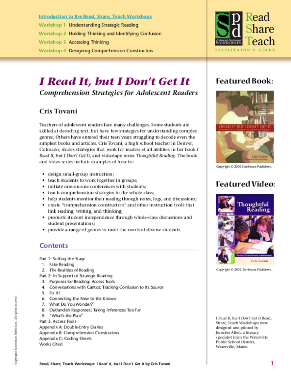 (PDF) I read it, but I don't get it: Comprehension strategies for ...
