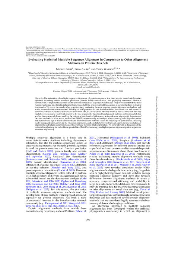 Pdf Evaluating Statistical Multiple Sequence Alignment In Comparison