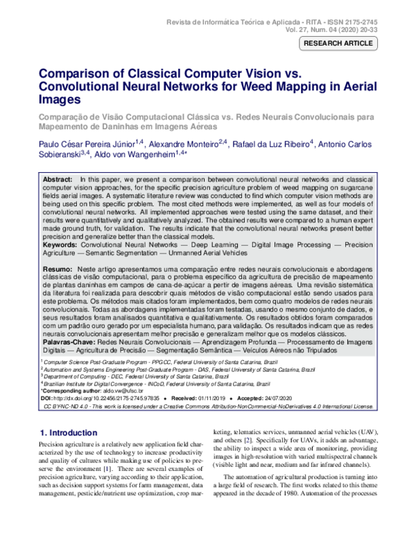 (PDF) Comparison of Classical Computer Vision vs. Convolutional Neural ...