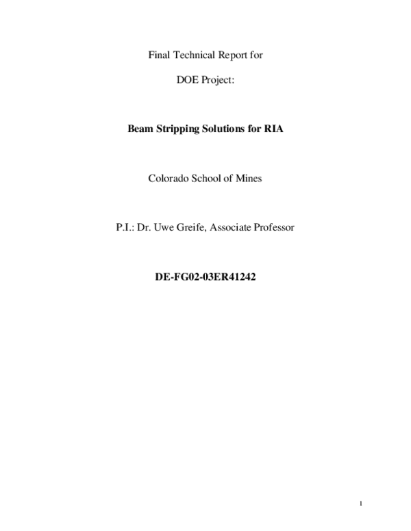 (PDF) Possibilities for beam stripping solutions at a rare isotope ...