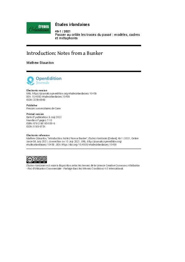 (PDF) Introduction: Notes from a Bunker