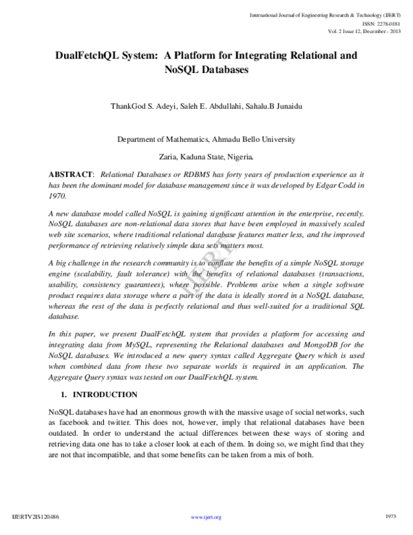 (PDF) DualFetchQL: Integrating SQL and NoSQL Data