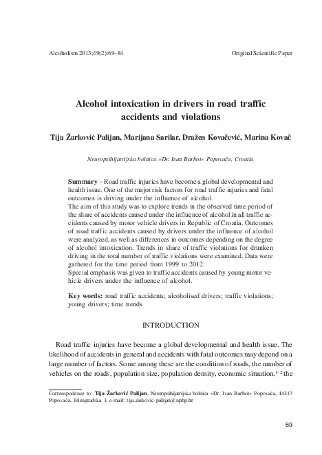 (PDF) Alcohol intoxication in drivers in road traffic accidents and ...