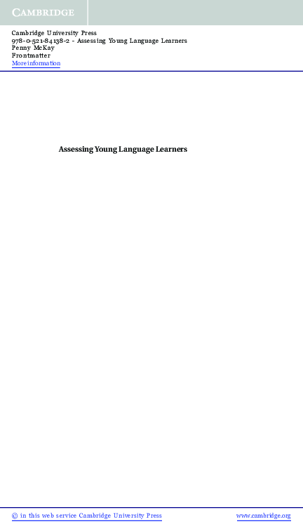(PDF) Assessing Young Language Learners