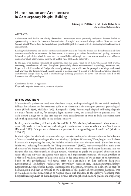 (PDF) Humanization and Architecture in Contemporary Hospital Building