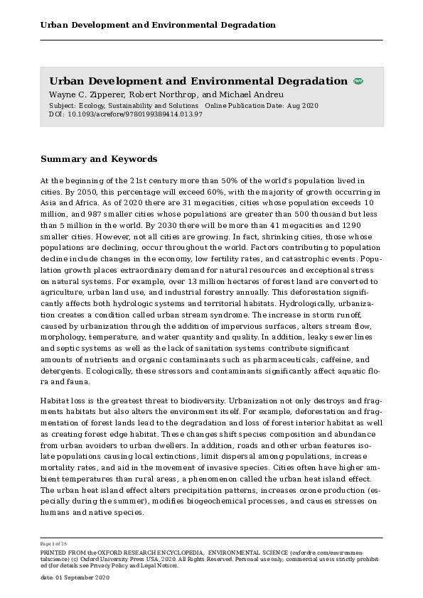 (PDF) Urban Development and Environmental Degradation
