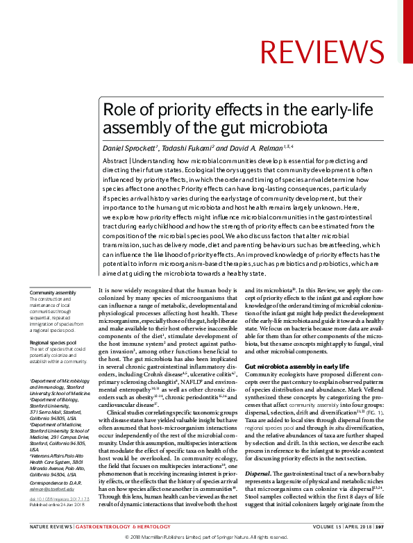 (PDF) Role of priority effects in the early-life assembly of the gut ...