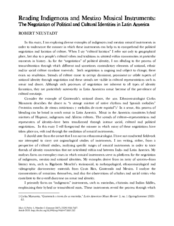 (PDF) Reading Indigenous and Mestizo Musical Instruments: The ...