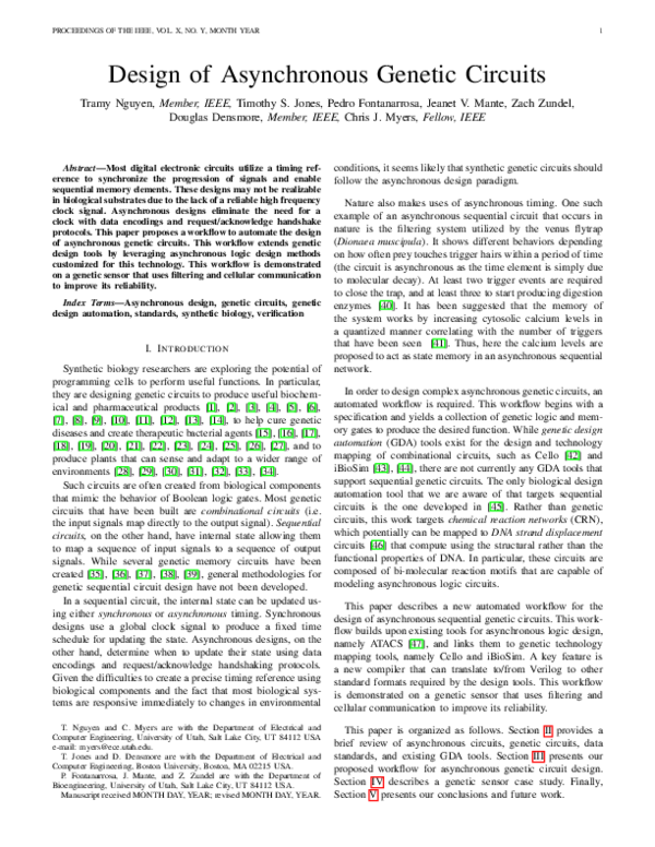 Pdf Design Of Asynchronous Genetic Circuits Pedro Fontanarrosa