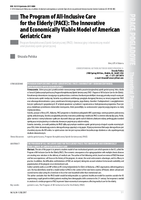 (PDF) The Program of All-Inclusive Care for the Elderly (PACE)