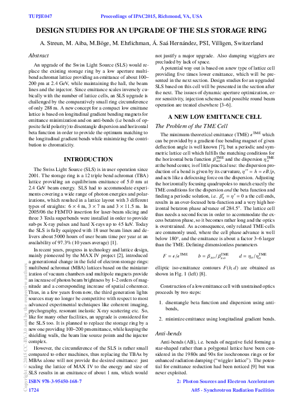 (PDF) Design Studies for an Upgrade of the SLS Storage Ring