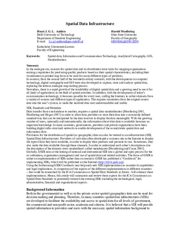 (PDF) Spatial Data Infrastructure