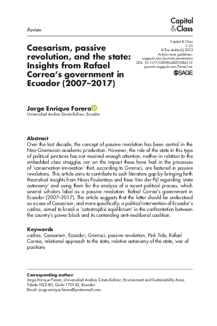 (PDF) Caesarism, passive revolution, and the state: Insights from ...