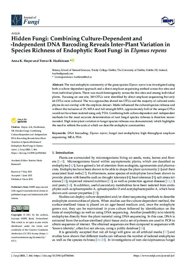 (PDF) Hidden Fungi: Combining Culture-Dependent and -Independent DNA ...