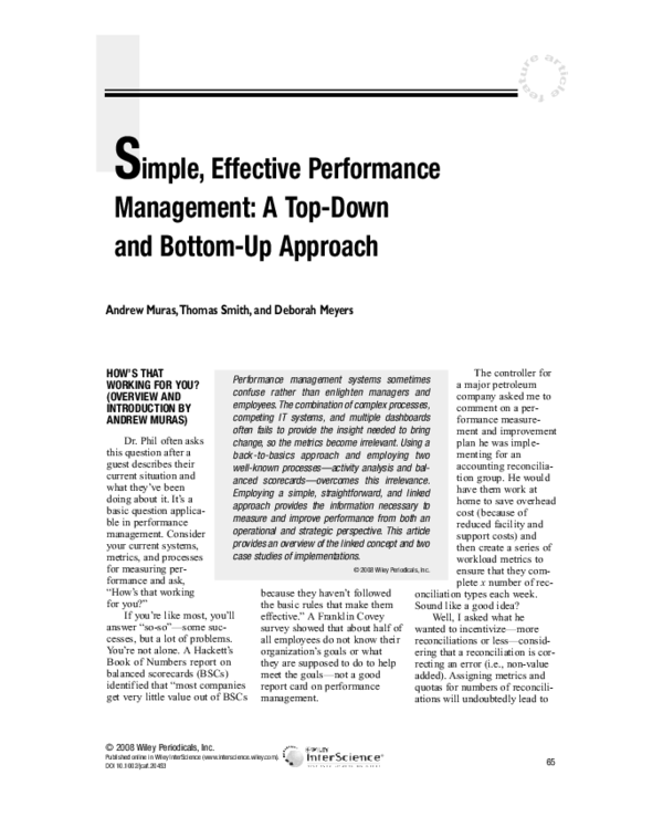 (PDF) Simple, effective performance management: A top-down and bottom ...