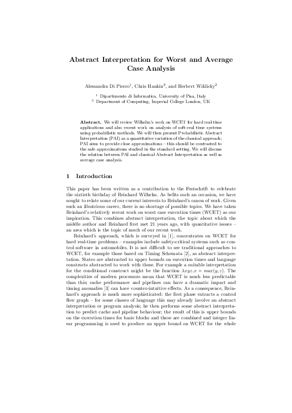 (PDF) Abstract Interpretation for Worst and Average Case Analysis ...