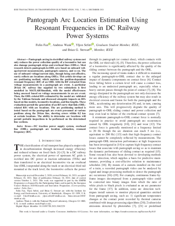 (PDF) Pantograph Arc Location Estimation Using Resonant Frequencies in DC Railway Power Systems