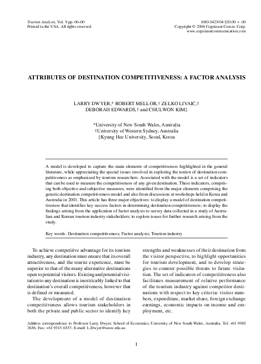 (PDF) Attributes of Destination Competitiveness: A Factor Analysis