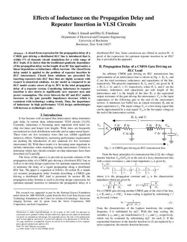 (PDF) Effects of inductance on the propagation delay and repeater insertion in VLSI circuits: A ...