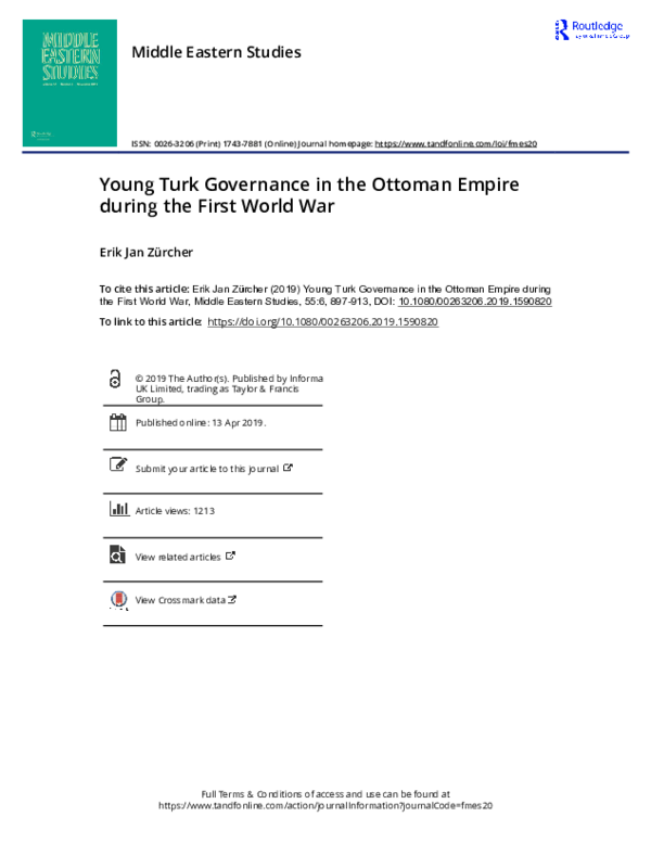 (PDF) Young Turk Governance in the Ottoman Empire during the First ...