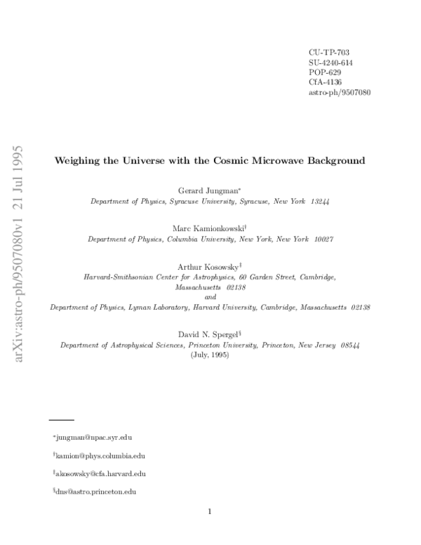 (PDF) Weighing the Universe with the Cosmic Microwave Background