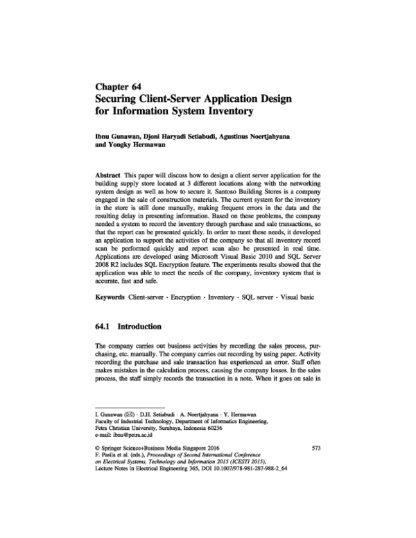 (PDF) Securing Client-Server Application Design for Information System Inventory