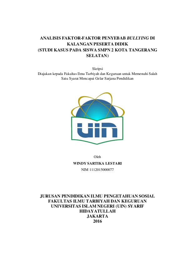 (PDF) Analisis Faktor-faktor Penyebab Bullying di Kalangan Peserta ...