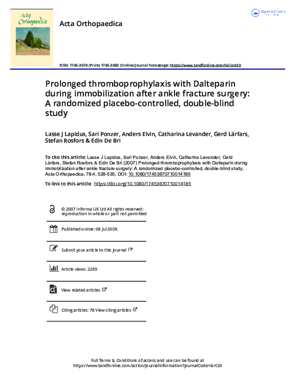 (PDF) Prolonged thromboprophylaxis with Dalteparin during ...