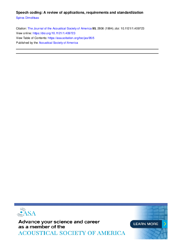(PDF) Speech coding: A review of applications, requirements and ...