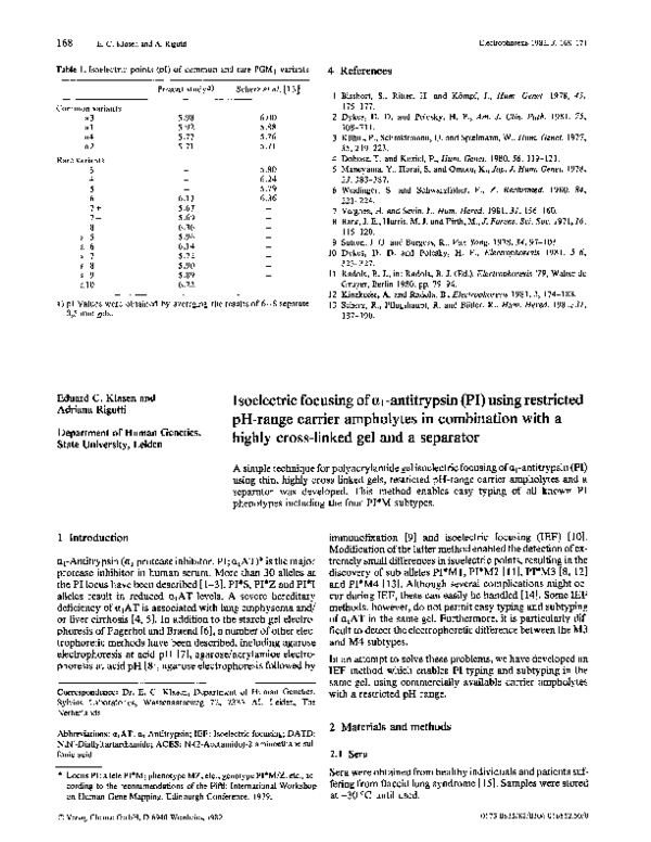 (PDF) Isoelectric focusing of α1-antitrypsin (PI) using restricted pH ...