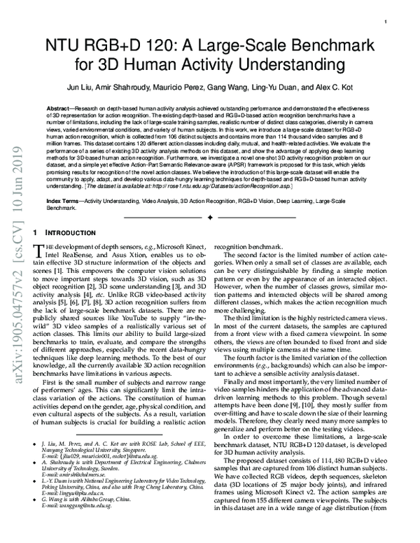 (PDF) NTU RGB+D 120: A Large-Scale Benchmark for 3D Human Activity ... (PDF) NTU RGB+D 120: A Large-Scale Benchmark for 3D Human Activity ...